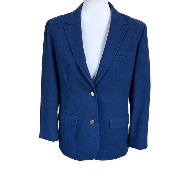 Pendleton | Jackets & Coats | Vintage Pendleton Womens Blazer Size Medium Navy Blue Wool 97s ...